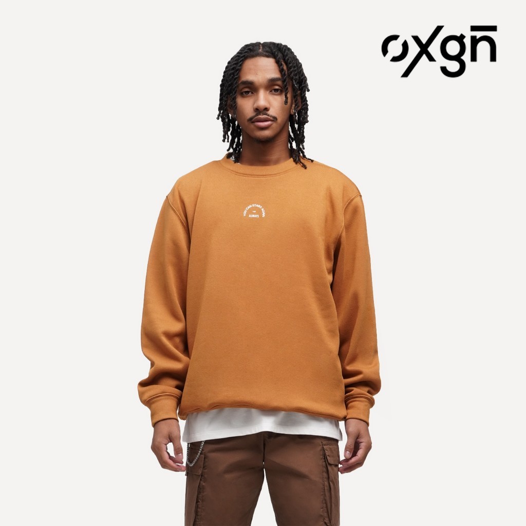 OXGN You Can Start Again Always Graphic Pullover For Men (Tan) | Shopee ...