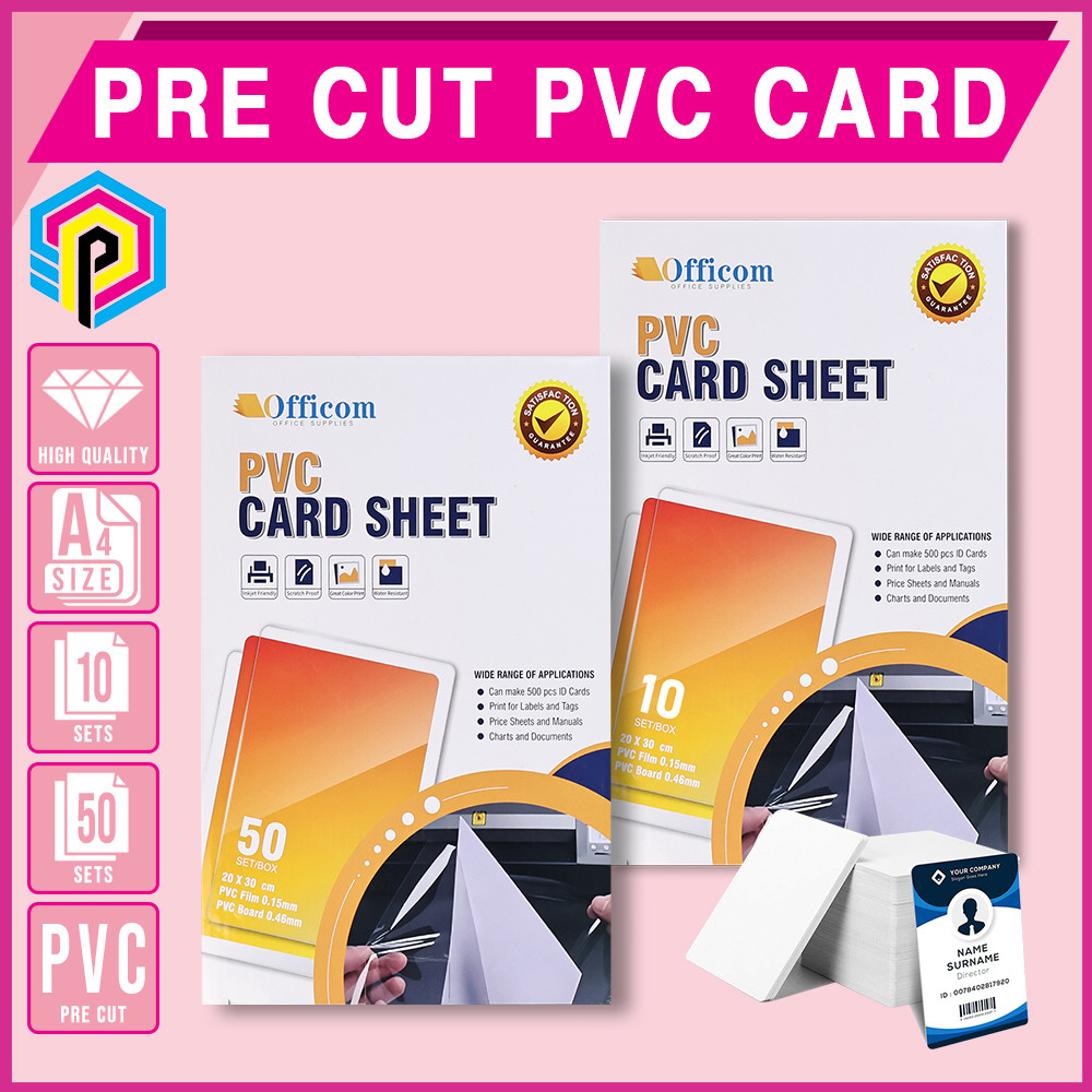 Officom A4 PVC & PET ID Card Sheet Inkjet ID Sheets (10 & 50 sets ...