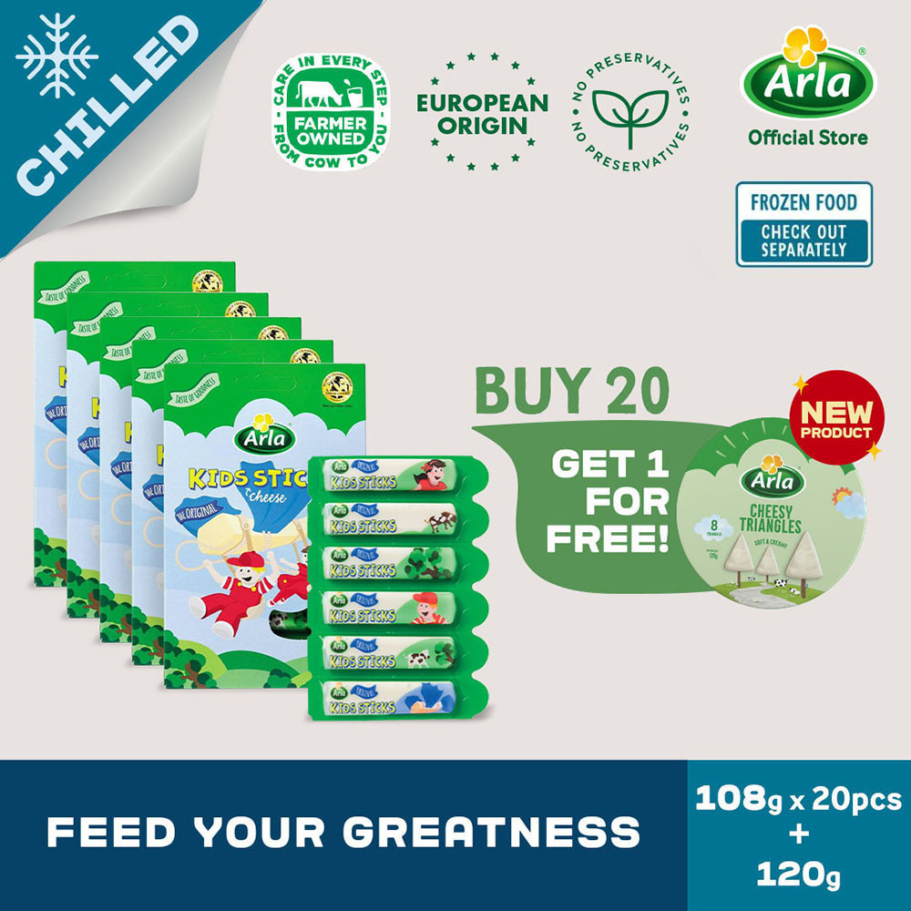 Arla Kid Sticks 108g 20-Pack with FREE Arla Cheesy Triangles 120g ...