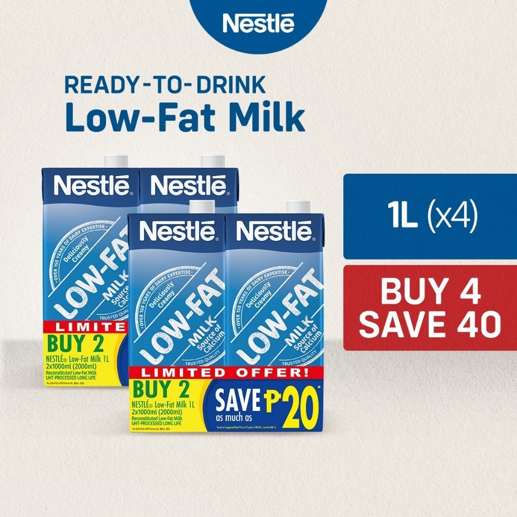 [BUY 4 SAVE 40] Nestle Low Fat Milk 1L | Shopee Philippines