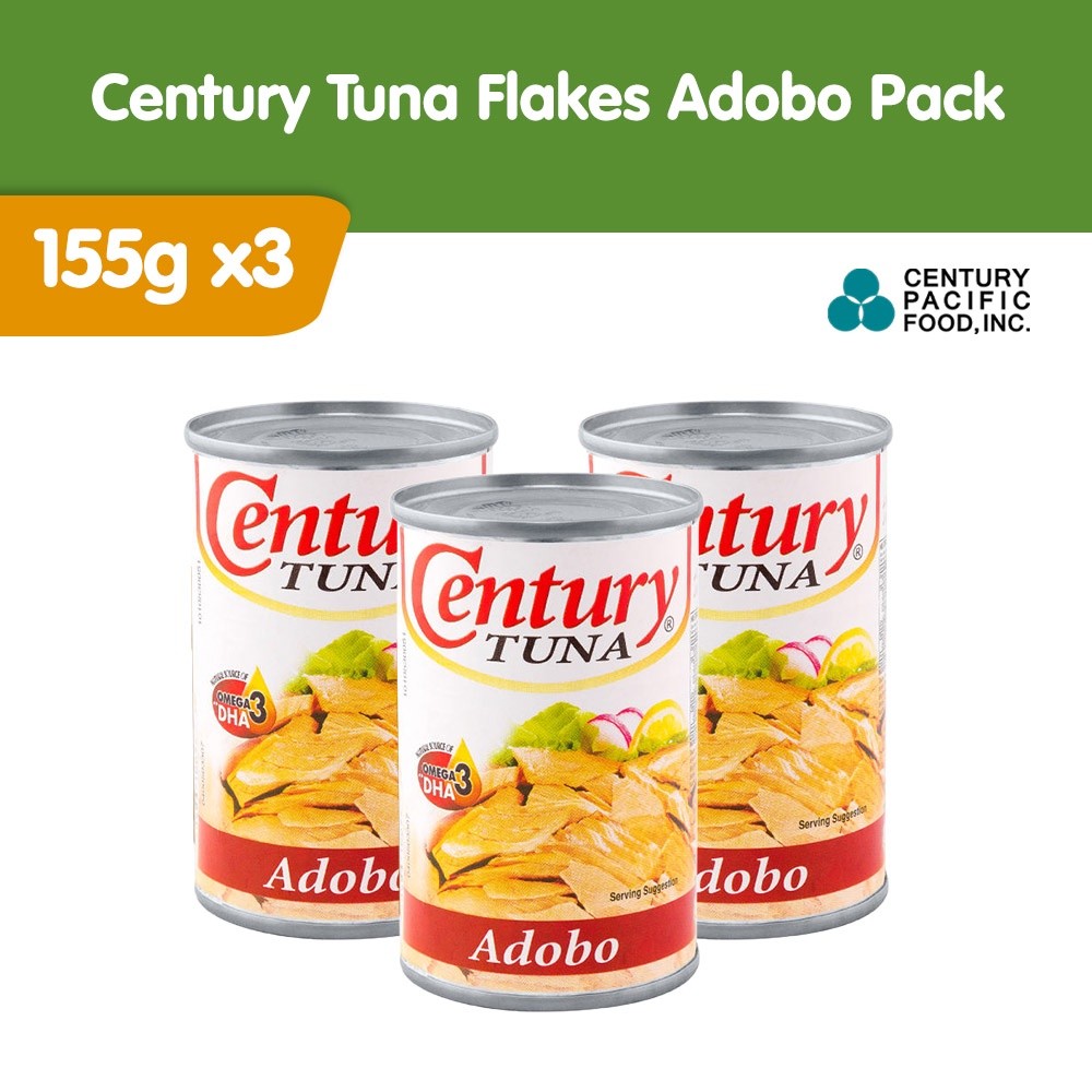 Century Tuna Flakes Adobo 155g (Pack of 3) - Protein, Omega 3 DHA, No ...
