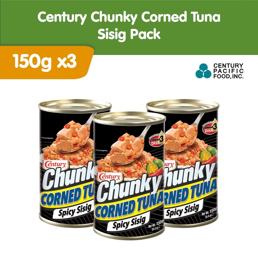 Century Chunky Corned Tuna Sisig 150g (Pack of 3) - Protein, Omega 3 ...