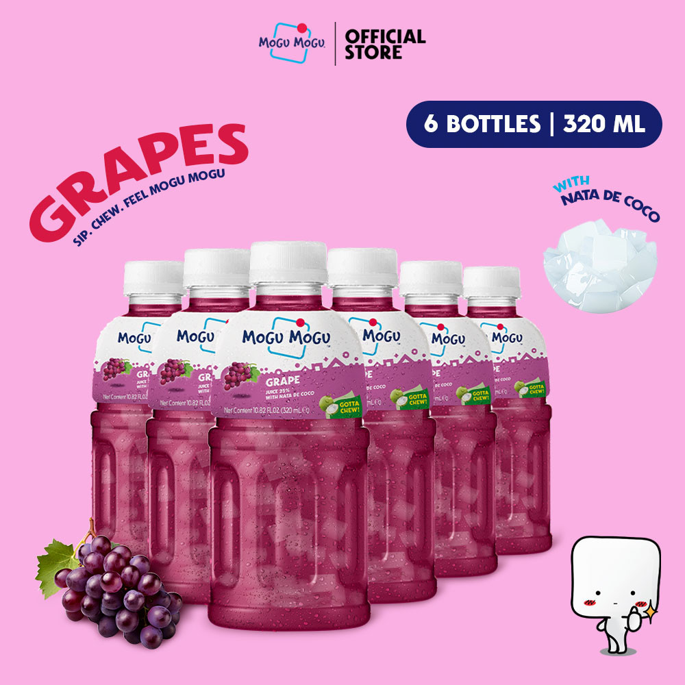 Mogu Mogu Grape Nata de Coco Juice Drink 320ml x 6 bottles | Shopee Philippines