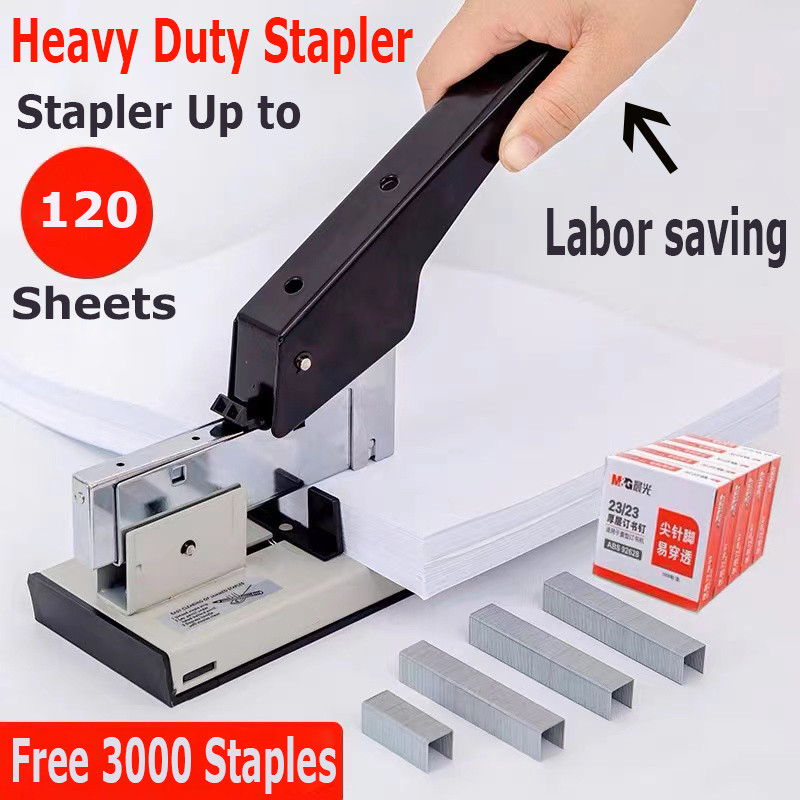 3000 Staples Huapuda Heavy Duty Stapler Up to 120 Sheets Capacity Long ...
