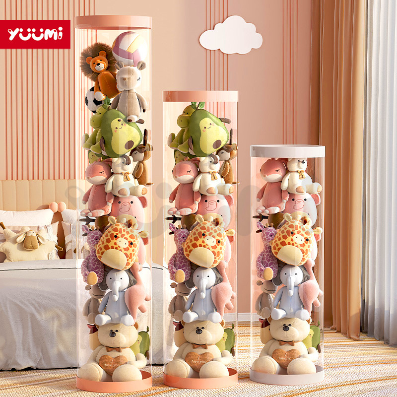 YUUMI Transparent Stuff Doll Organizer Toy Storage Bucket Doll column ...