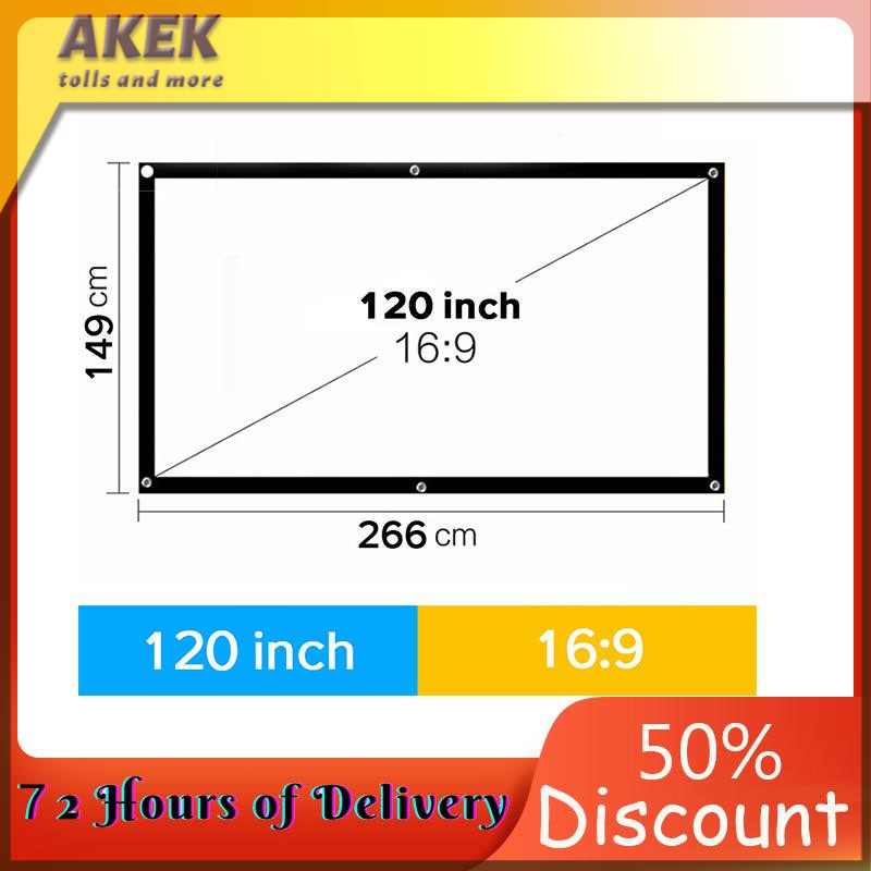 PS100 16:9 Portable 100 inch Projector Screen Wall Mounted Screen for ...