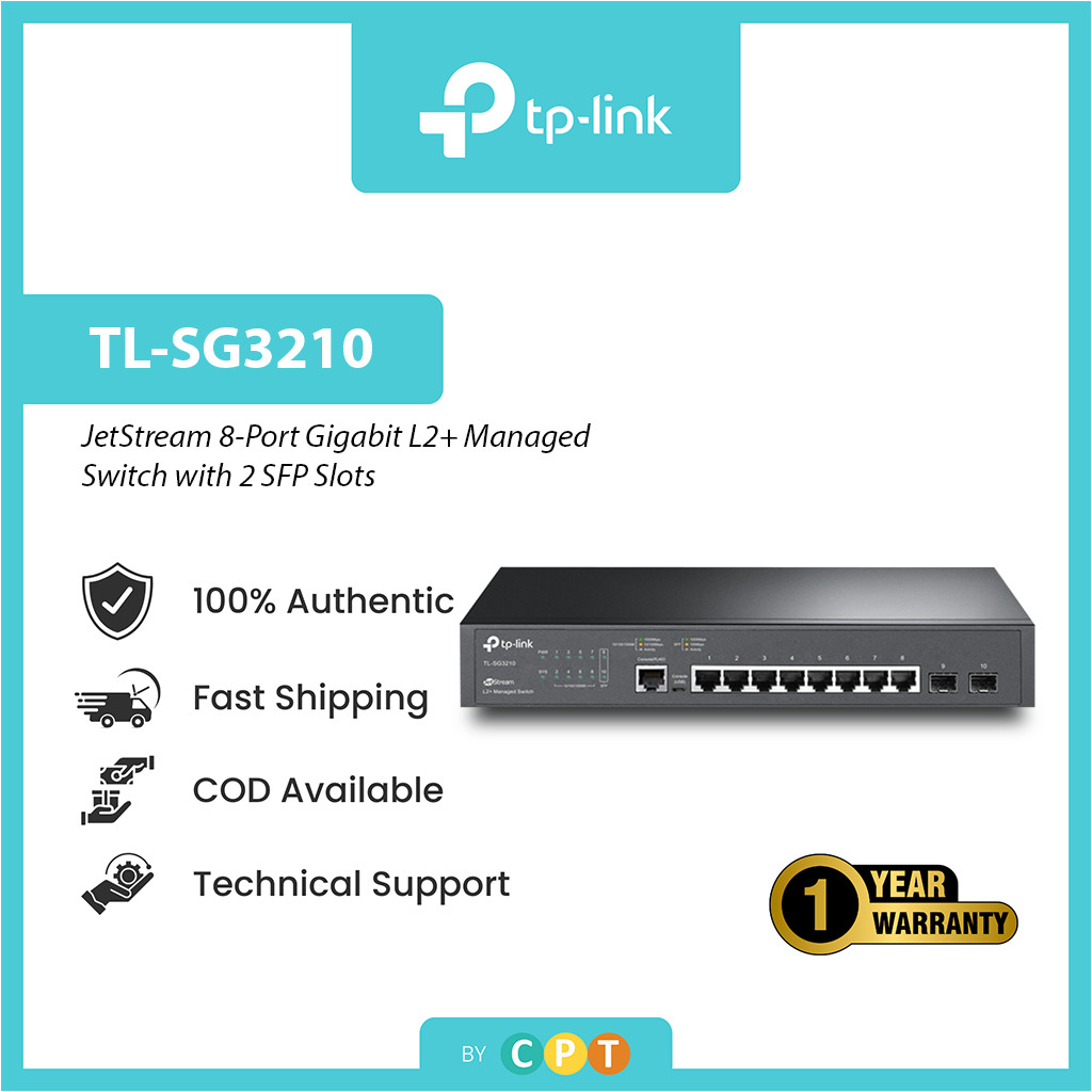 TP-Link TL-SG3210 JetStream 8-Port Gigabit L2+ Managed Switch with 2 ...