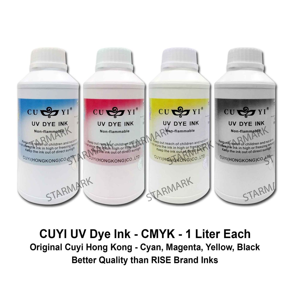 4 Liters Cuyi UV Dye Ink Hong Kong Inks CMYK 1 Liter 1000ml each color ...