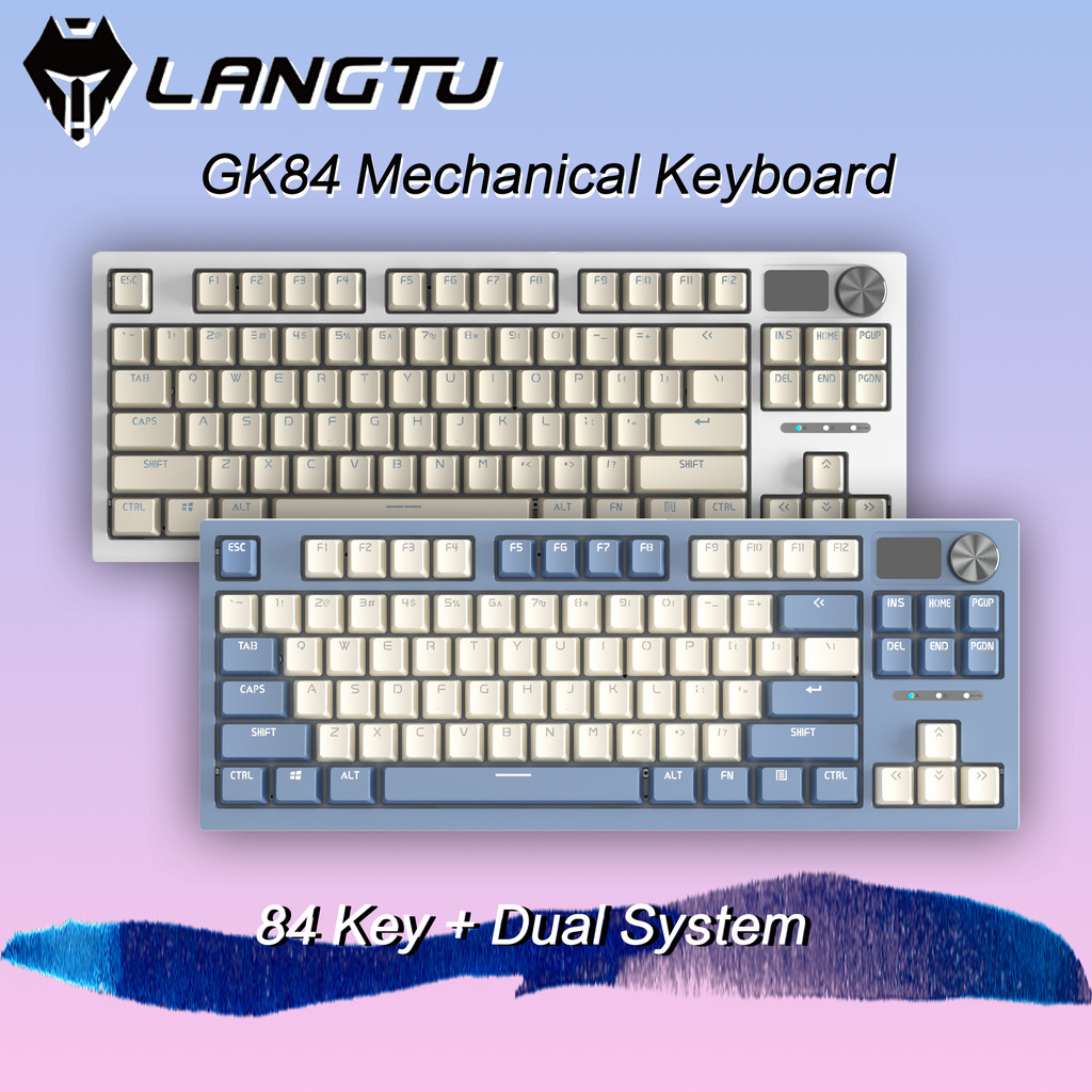 LANGTU LT84 Wired Mechanical Keyboard RGB Backlight with Screen Knob ...