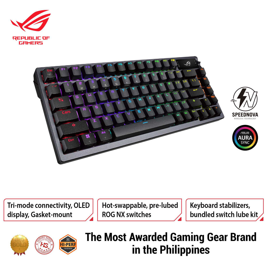 ASUS ROG Azoth 75 Wireless DIY Custom Gaming Keyboard, OLED display ...