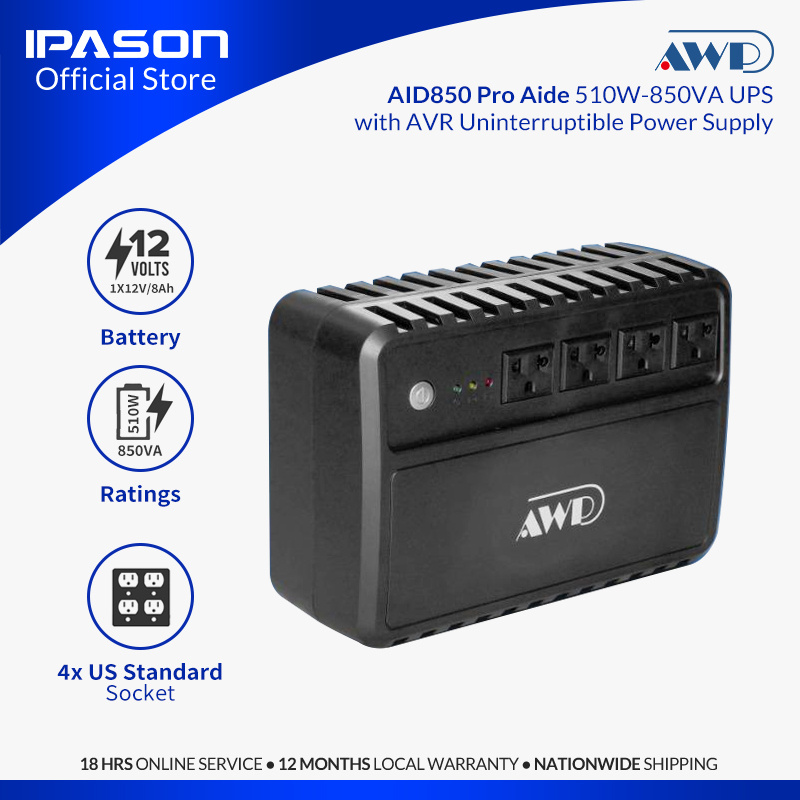 Ipason AWP AID850 Pro Aide Pro+ 510W-850VA UPS with AVR Uninterruptible ...