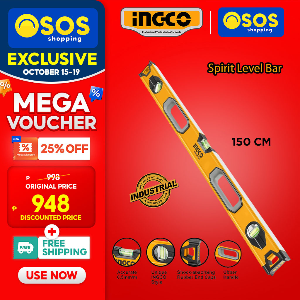 INGCO Original Spirit Level bar 150cm HSL08150 ING-HT •OSOS• | Shopee ...
