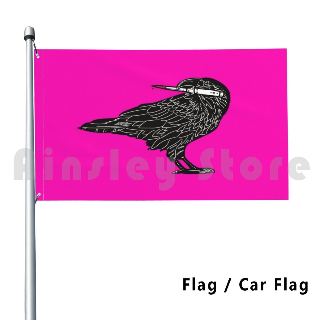 Flag Car Flag Macawbre Crow ( Without Text ) | Black White & Red Hat ...