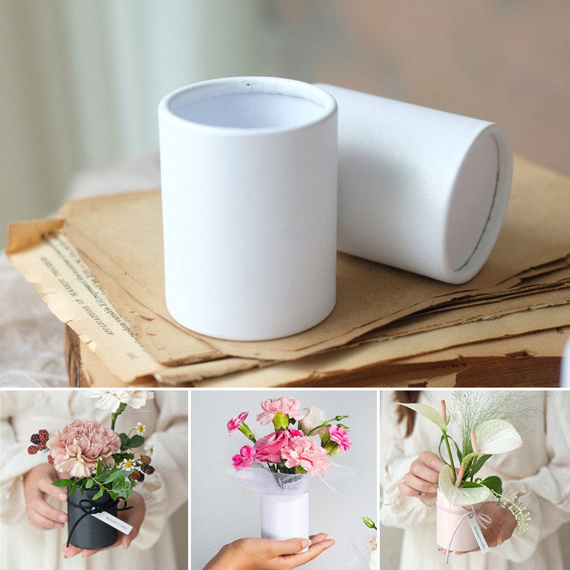 Mini Vase Flower Box Hug Bucket Round Packing Case Paper Wedding Party ...