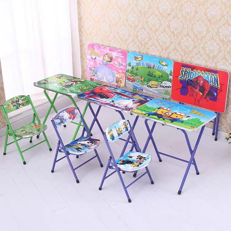 A19 Foldable Cartoon Study Table and Chair Set for Kids | Shopee ...