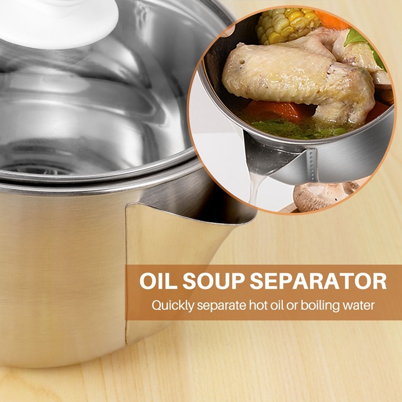 ☏1000Ml Stainless Steel Soup Oil Separator,Oil Filter Oil Fats ...