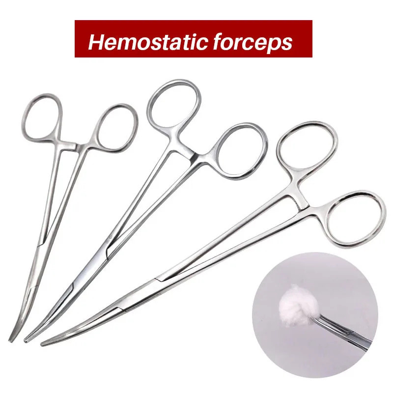 14/16/18cm Stainless Steel Hemostatic Forceps Clamp Veterinary Curved ...