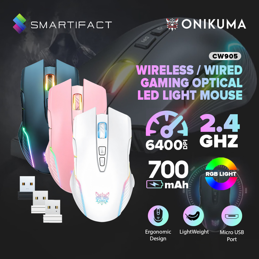 ONIKUMA CW905 3600 DPI Wireless Gaming Mouse 7 Buttons Design RGB 6 ...