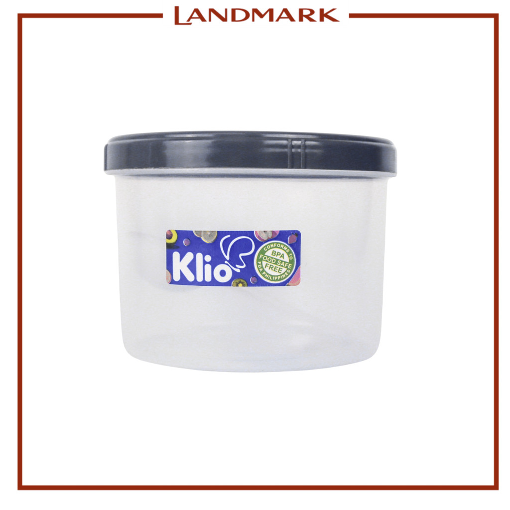Klio Round Short Clear Canister 1L with Lid and Scooper 13 x 13 x 10cm ...