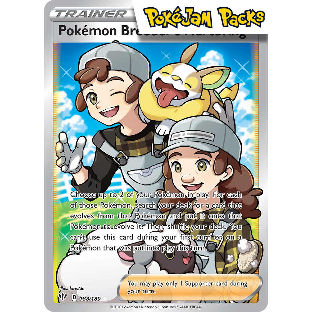 Pokemon Breeder's Nurturing - 188/189 - Full Art Ultra Rare - Darkness ...