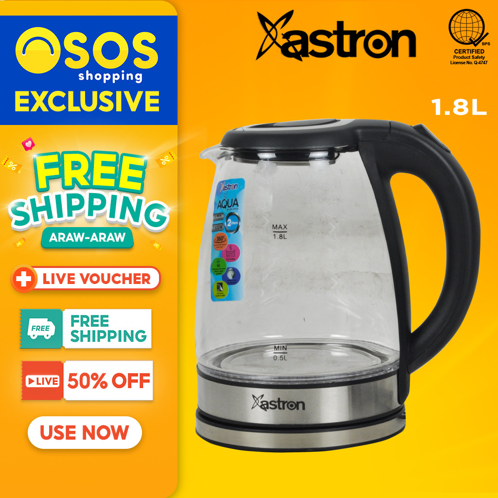 ASTRON Original AQUA Electric Glass Kettle with LED Light 2L 1500watss ...