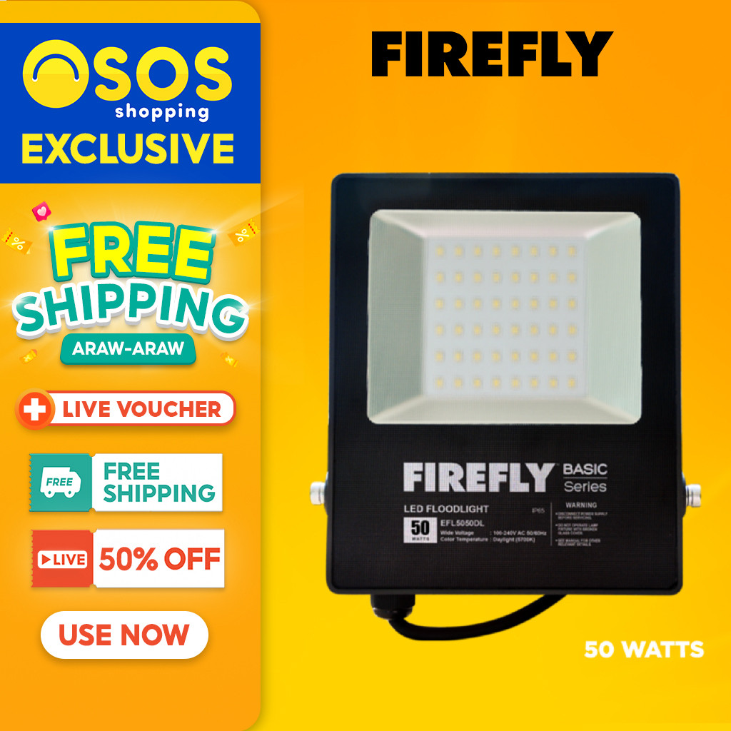 Firefly Pro Floodlight 50W Outdoor Basic Series Daylight FIREFLY EFL5050DL •OSOS• | Shopee ...