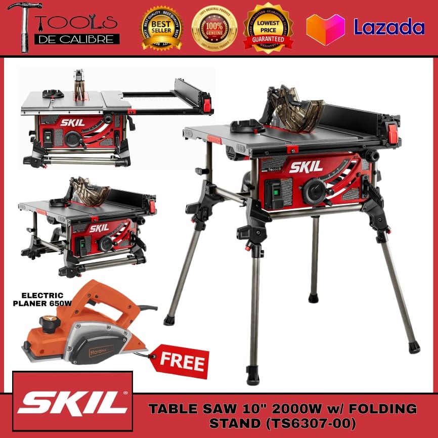 SKIL TABLE SAW 10" 2000W w/ Folding Stand (TS6307-00) and FREE Hoyoma Electric Planer 650w ...
