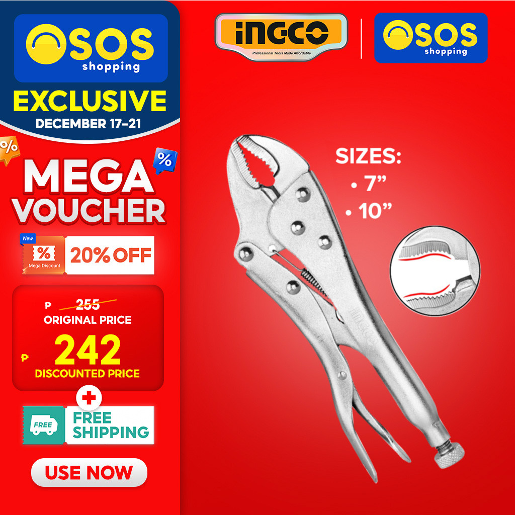 Ingco Original Curved Jaw Locking Plier Vise Grip 7" / 10" HCJLW0207 ...