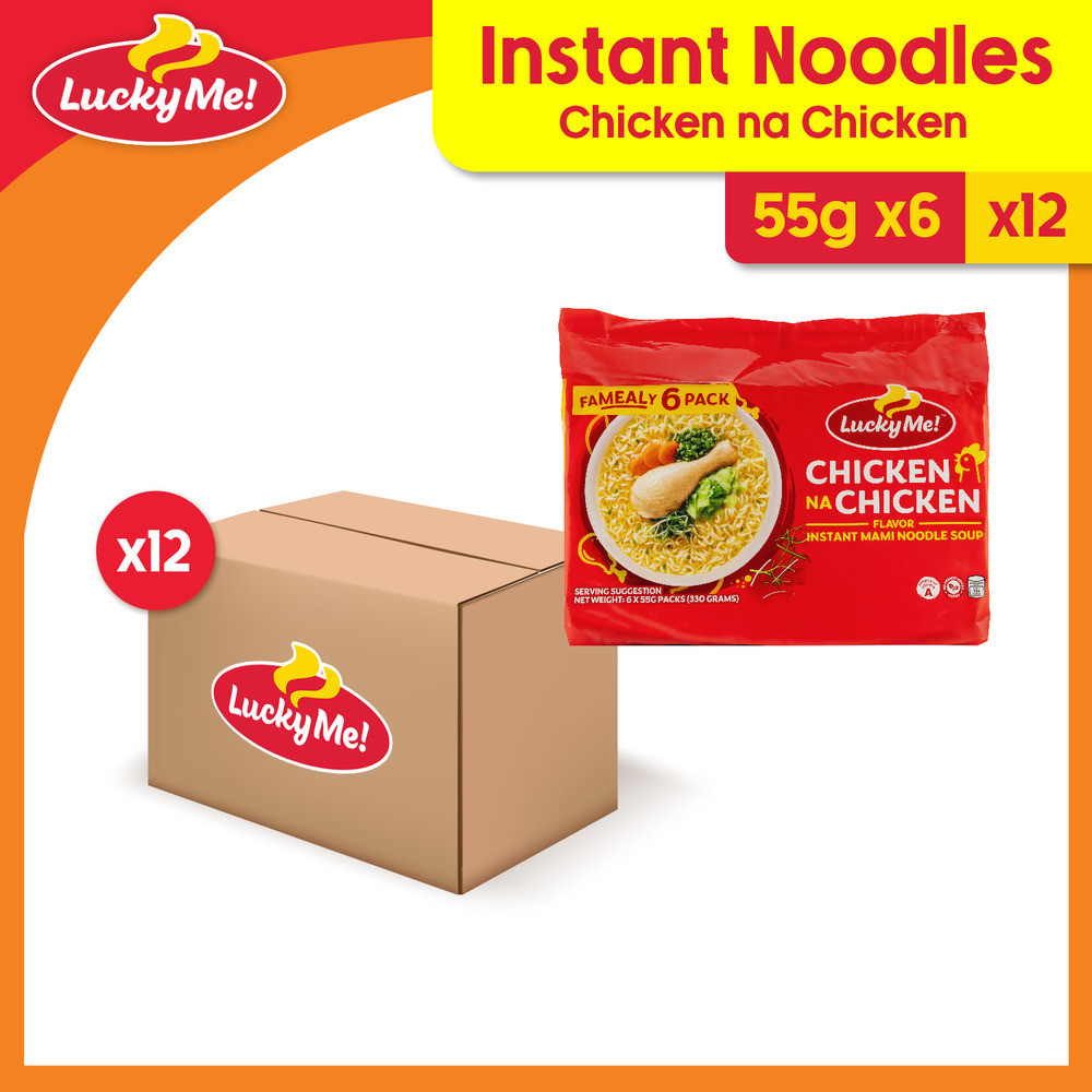 Lucky Me! Instant Noodle Soup Chicken na Chicken Multipack 55g x 6 x12 | Shopee Philippines