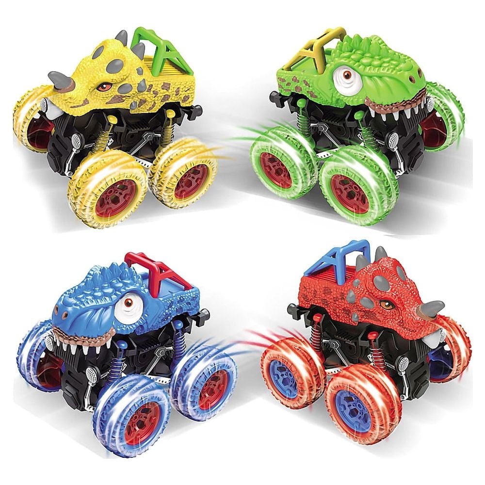 ☯2 Pack Friction Powered Car Toys,Dinosaur Monster Pull Back Trucks for ...