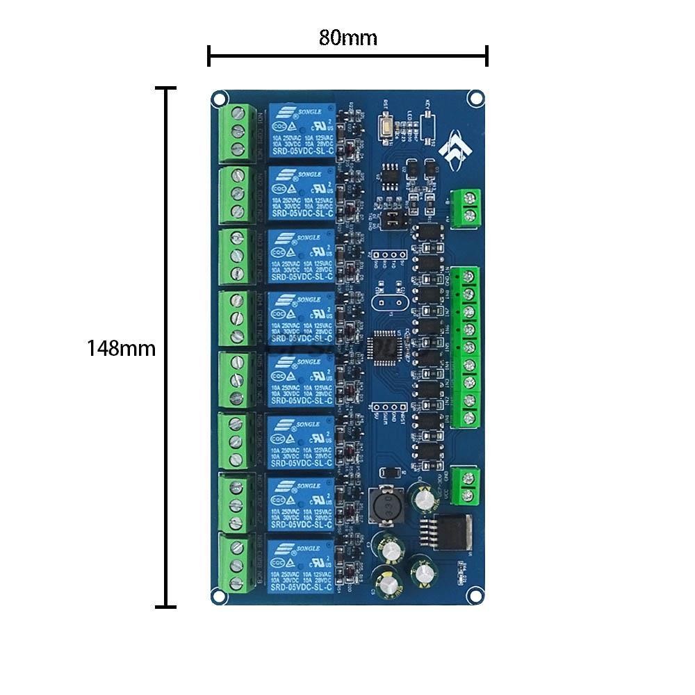 ⚖Modbus-Rtu DC For Modbus RTU 8 CH Relay Module RS485 TTL Communication ...