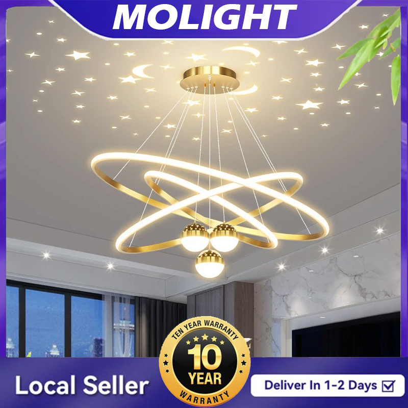 Modern LED Pendant Light Projection Adjustable Remote Control Ceiling ...