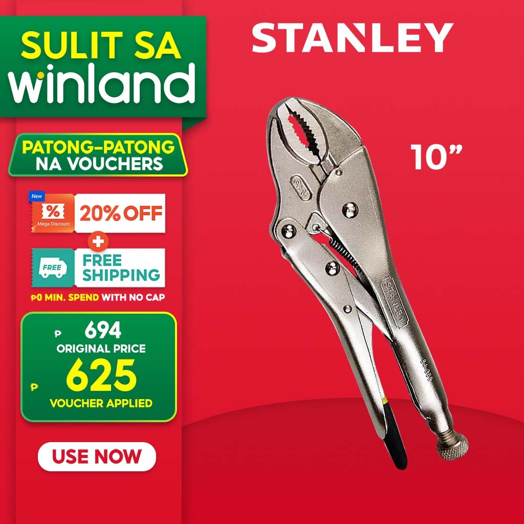 Stanley by Winland 10-Inches/254mm Curved Jaw Vise Grip Locking Pliers ...