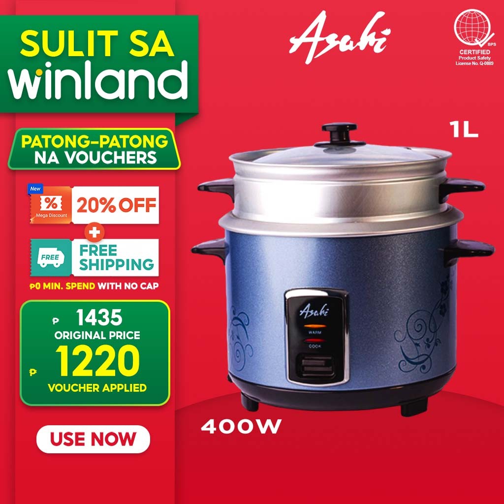 Asahi by Winland Rice Cooker With Steamer 5cups 1L capacity RC-51 RC51 ...