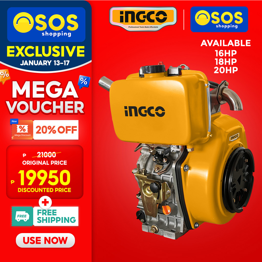 Ingco 16HP-20HP Single-Cylinder Vertical 4-Stroke Air Cooled Diesel ...
