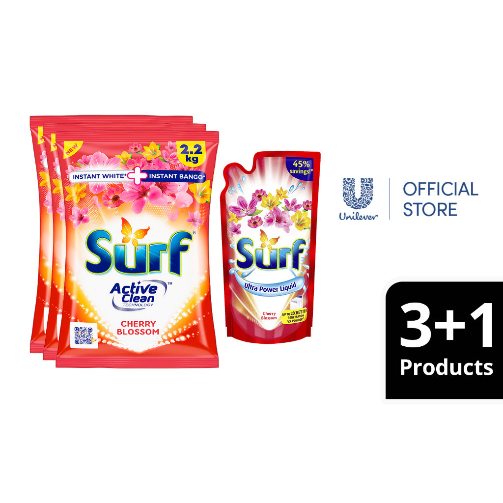 [BUNDLE] Surf Cherry Blossom Laundry Powder Detergent 2.2kg x3 + FREE ...