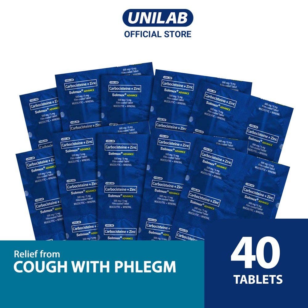 Unilab Solmux Advance 40 Tablets - Cough with Phlegm Medicine ...