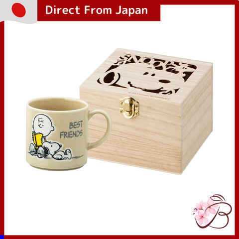 〔Direct From Japan〕 「 PEANUTS 」 Snoopy Mug 350ml (Wooden Filling) Best Friends Pattern Present ...
