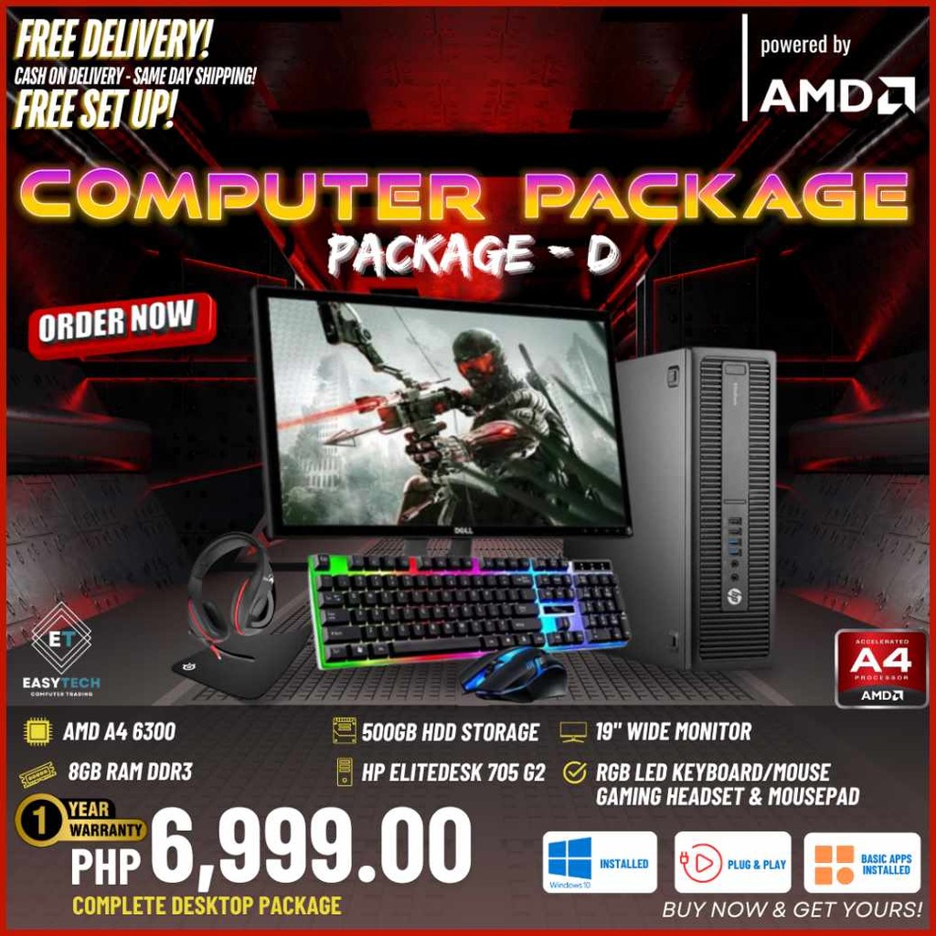 EASYTECH%OP{sa^|}u>AMD)i>A4)F>6300)ze>8GB)ch>RAM)db>500GB HDD w/ 19 inch Wide Monitor Full Set ...