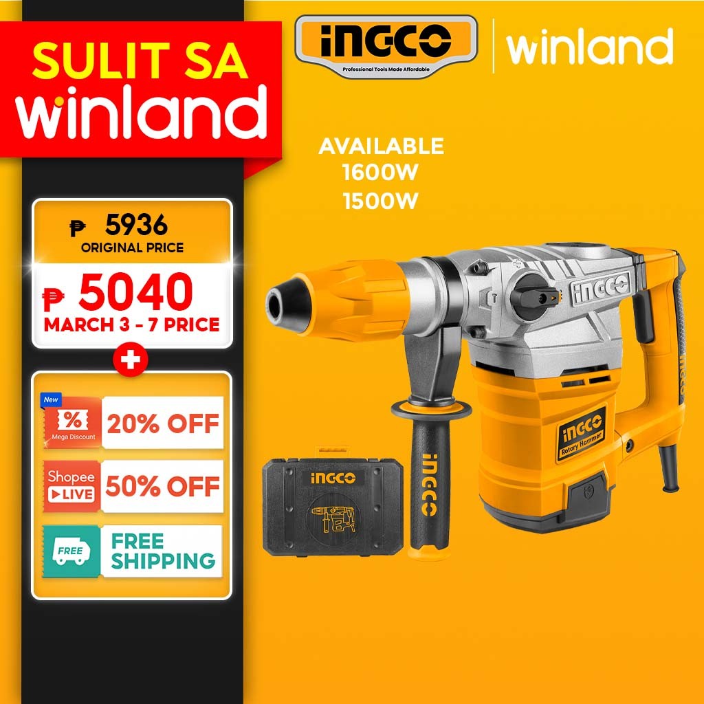 Ingco by Winland Rotary Hammer Drill Chisel Concrete Metal & Wood Work ...