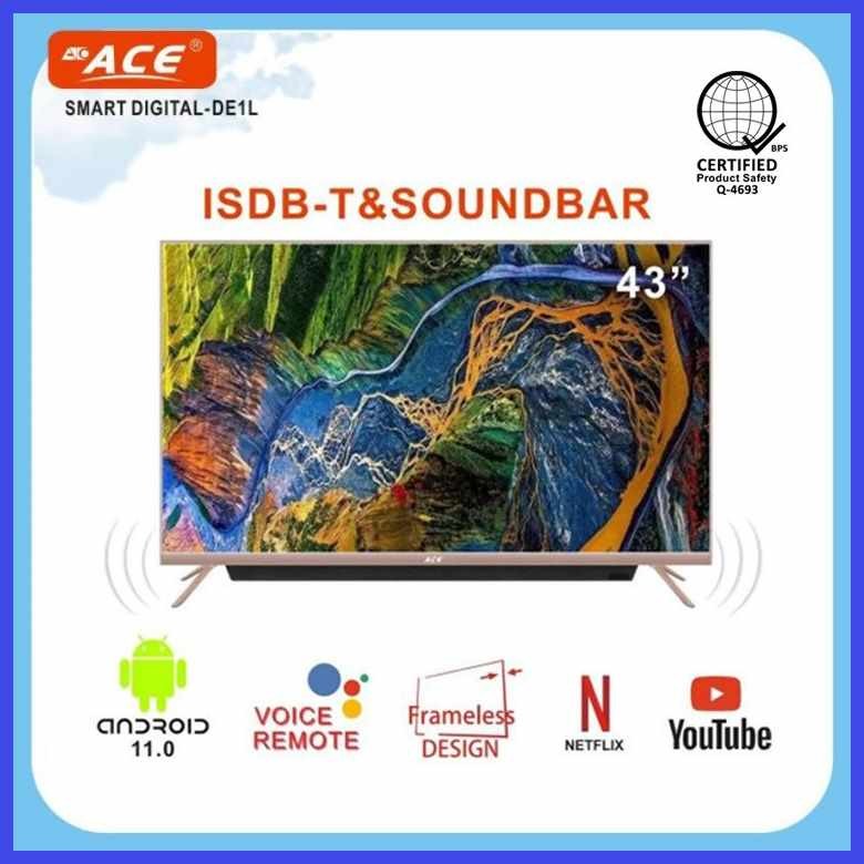 ACE{vE-43)Ru&Smart+O@G@e@p@UT@ta TV Digital-DE1L with Built-in Soundbar ...