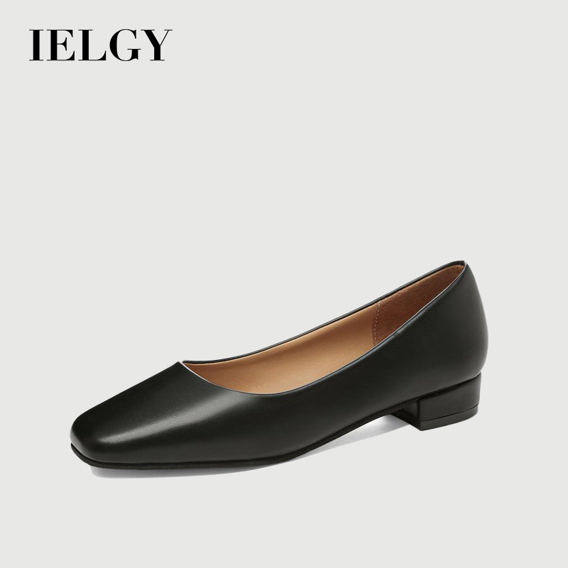 IELGY women's large size square toe shallow mouth comfortable low heel ...