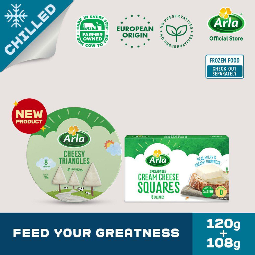 Arla Trial Bundle: Arla Cheesy Triangles 120g and Arla Cream Cheese ...