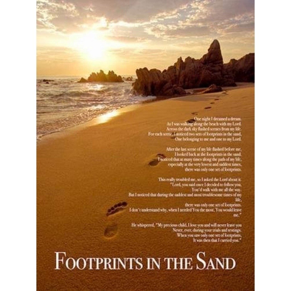 FISP Footprints in The Sand Color Wall Poster Print Poem God ...