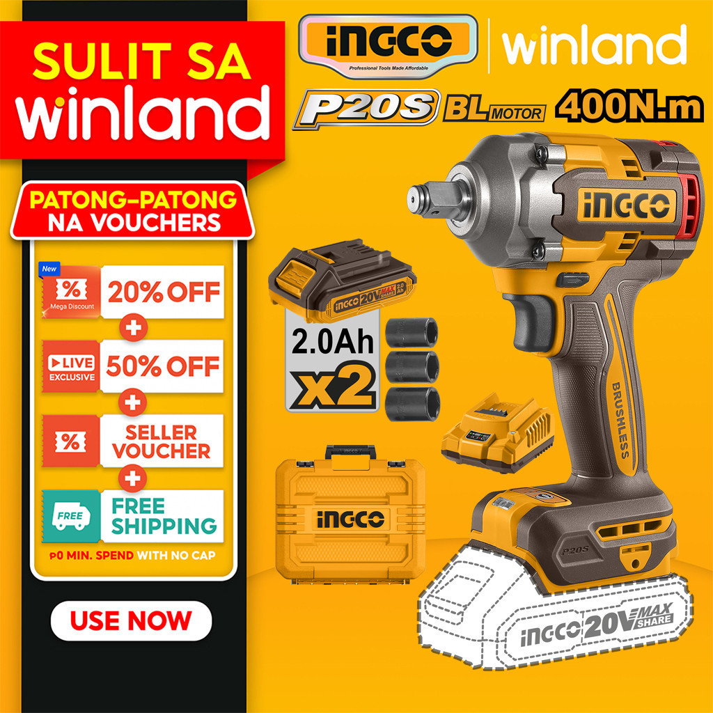 Ingco by Winland P20S Lithium-Ion Cordless Brushless motor Impact ...