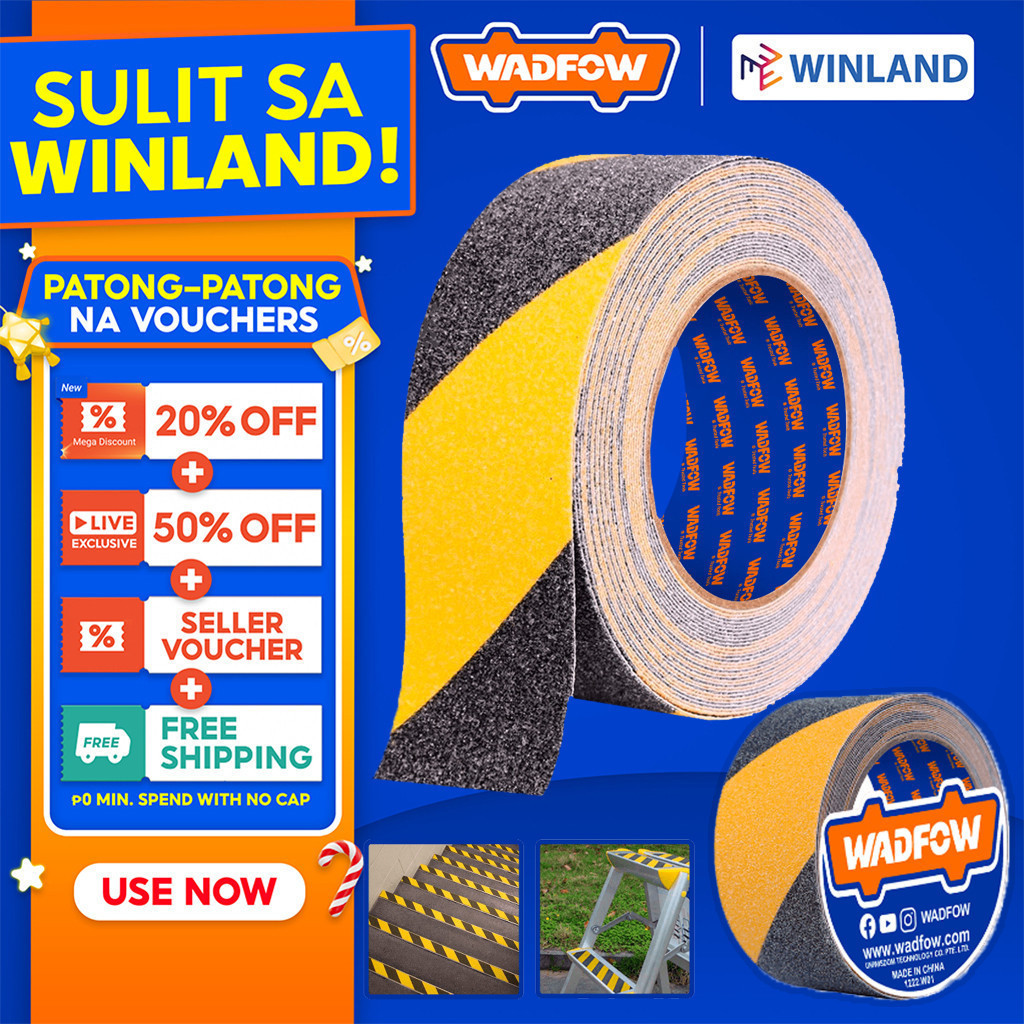 Wadfow by Winland 5 Meter x 25mm/50mm(0.78mm) PVC Anti-Slip Warning ...