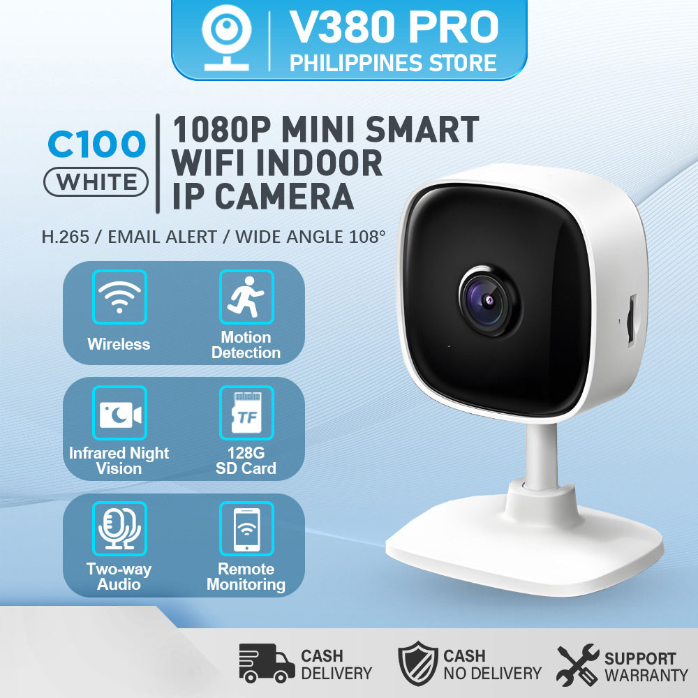 V380 PRO C100 Mini WiFi CCTV Camera 1080P Infrared Night Vision AI ...