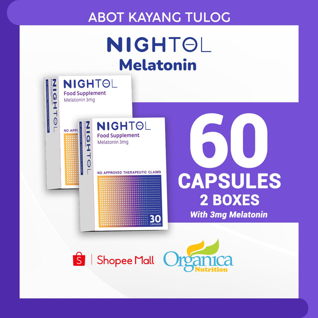 [FOR NATURAL SLEEP] (2 box/ 60 Capsules) Nightol Pure Melatonin 3mg ...