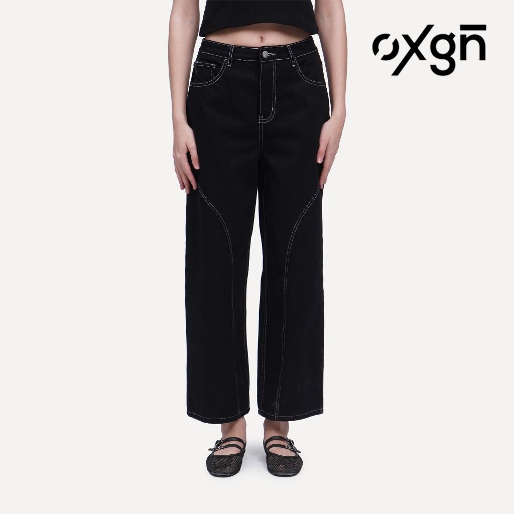 OXGN Panelled Jeans For Women (Black) | Shopee Philippines