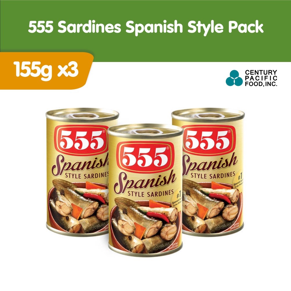 555 Sardines Spanish Style 155g (Pack of 3) - Rich in Calcium, Protein ...